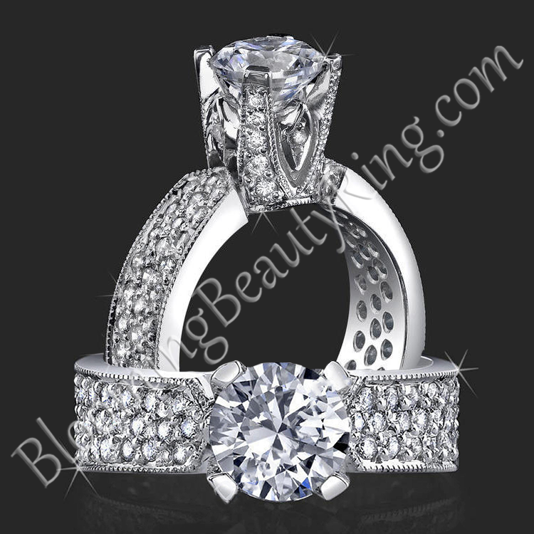 Enhanced Tiffany Style High Mount Pave Diamond Engagement Ring – bbr222