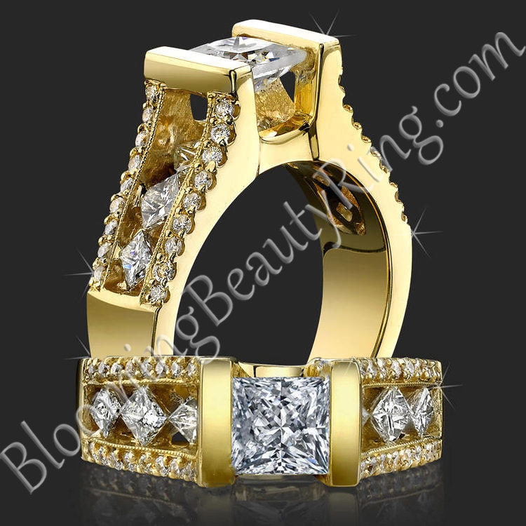 Tension Set Open Band with a Large Channel Set Diamond Bridge ...